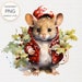 Christmas Mouse Clipart, Cute Mouse in Santa Hat, Watercolor Christmas ...