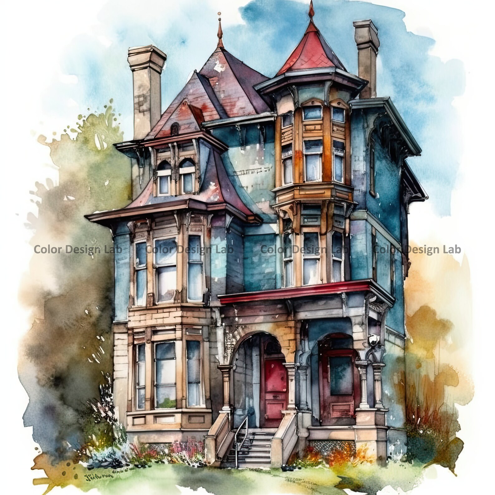 Victorian House Clipart Victorian House Set of 8 PNG - Etsy UK