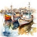 Fishing Boats at Harbor Printable Clipart, Set of 8 High-resolution ...
