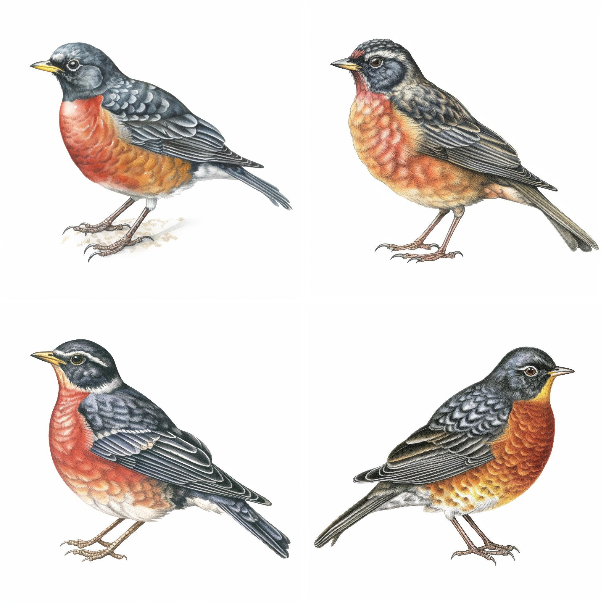 American Robin Clipart Set 8 Printable Art PNG Digital - Etsy Australia
