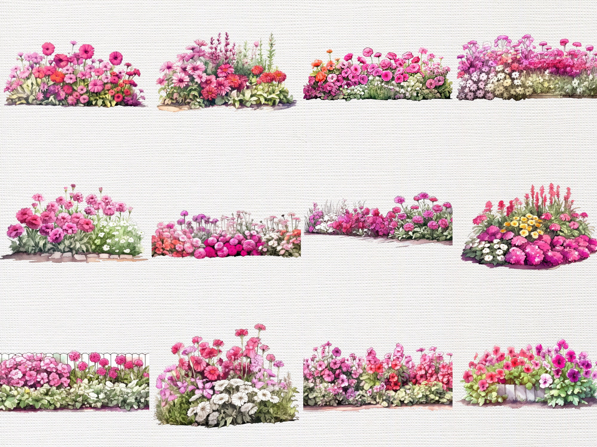 Flower Bed Clipart Watercolor Rosebed Pngs Digital Download Commercial ...