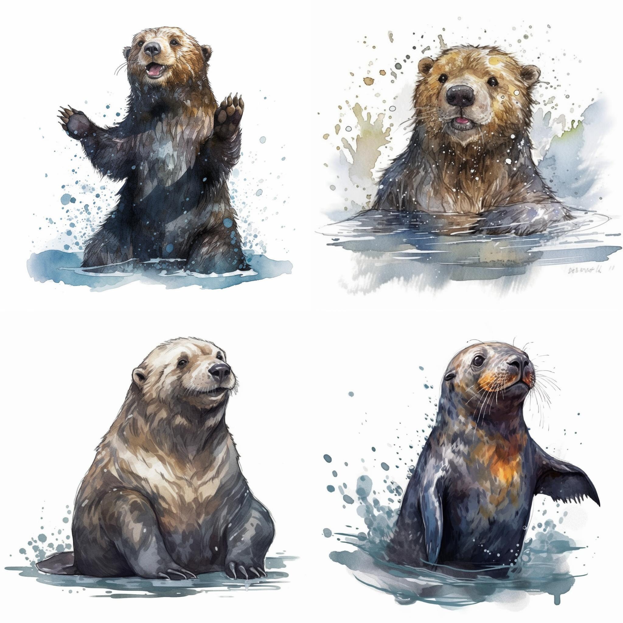Happy Sea Otter Clipart Set 8 High-res Pngs Digital - Etsy