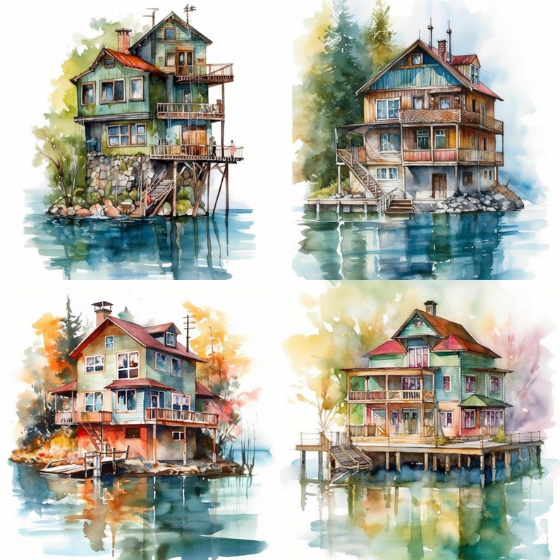 Lake House Clipart 8 High-resolution Lake House PNG - Etsy