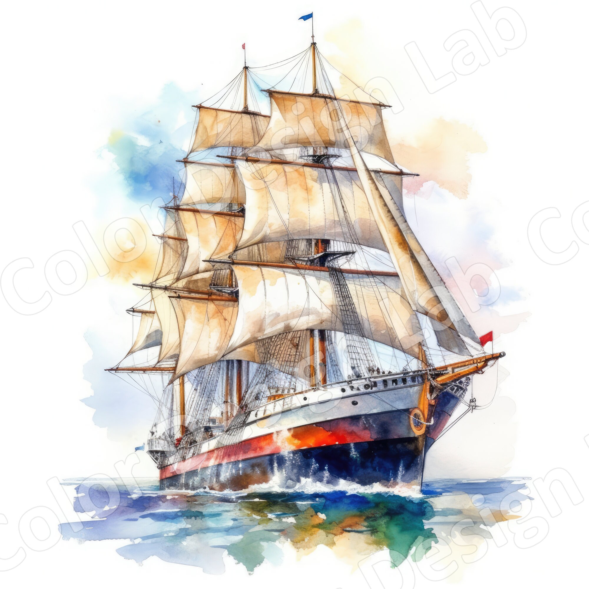 Clipper Ship Digital Download, Set of 4 High-resolution PNG Images ...
