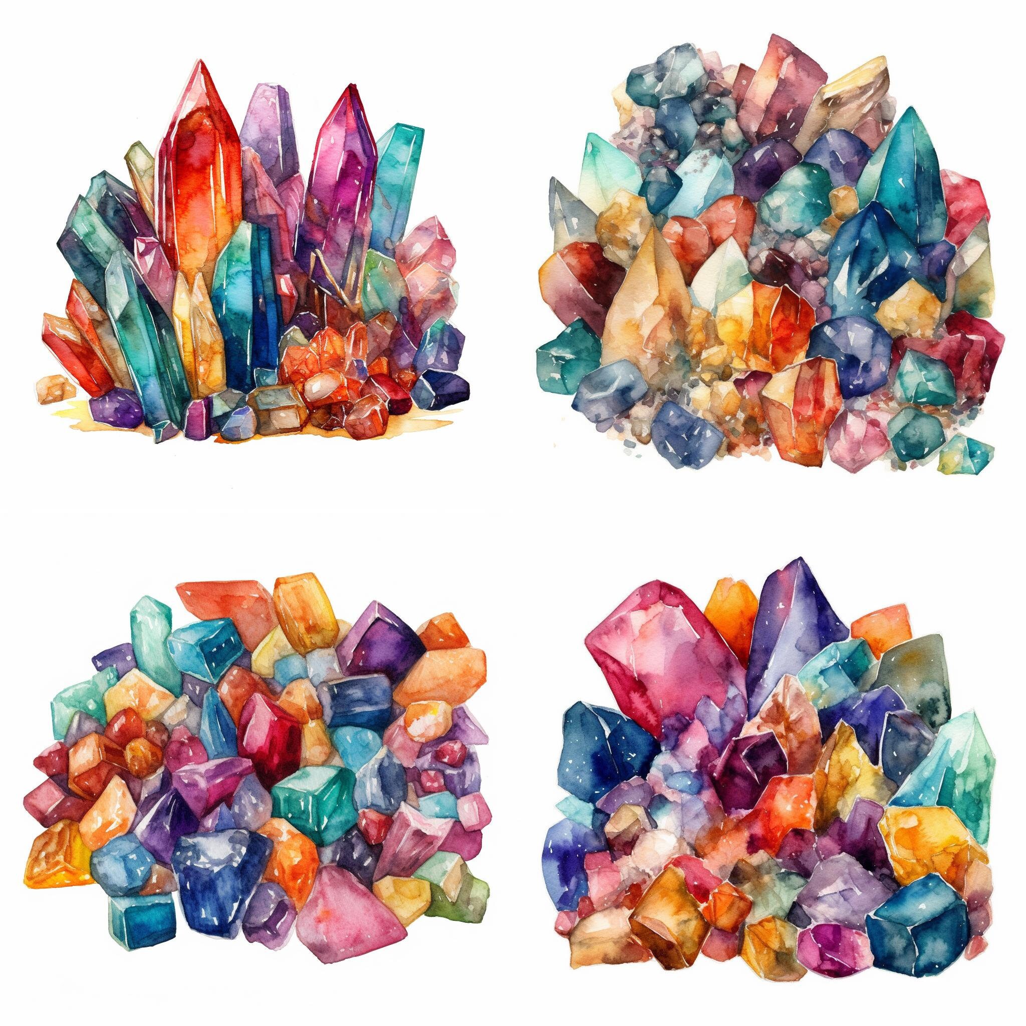Colourful Crystal Printable Clipart Gemstone Set of 8 PNG - Etsy