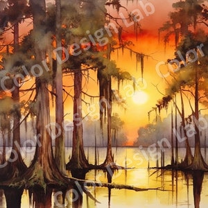 Louisiana's Bayou Country Printable Wall Art Set, 8 Digital PNG Images ...