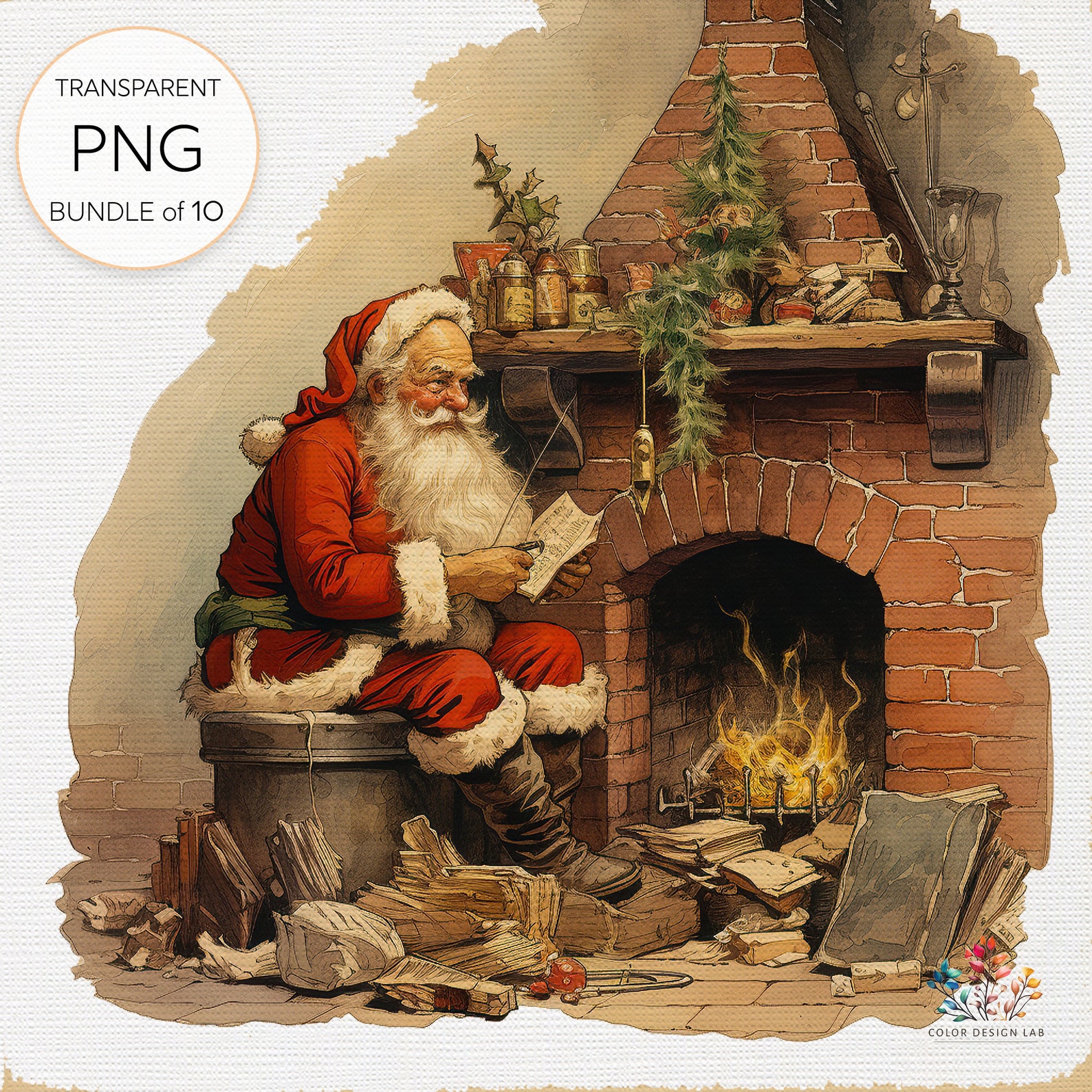 Vintage Christmas Spirit Clipart - Angelic, Candlelight & Gift ...