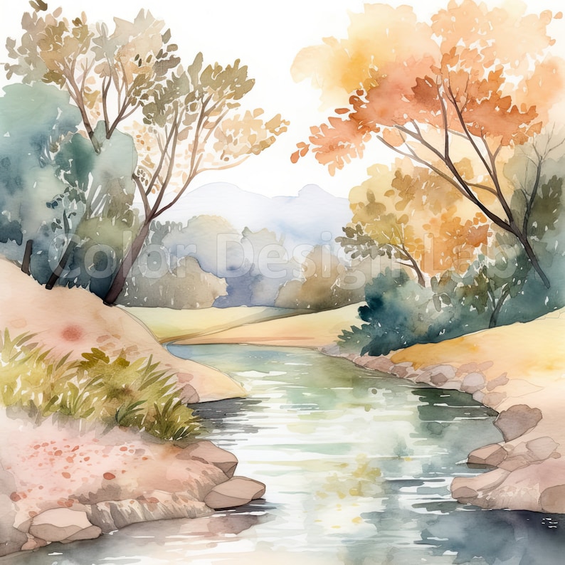 Tranquil River Printable Clipart - 8 Piece PNG Set, Instant Digital ...