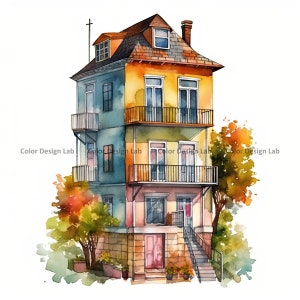 Cute House Clipart - 8 PNG Watercolor Houses Set - Digital Download ...