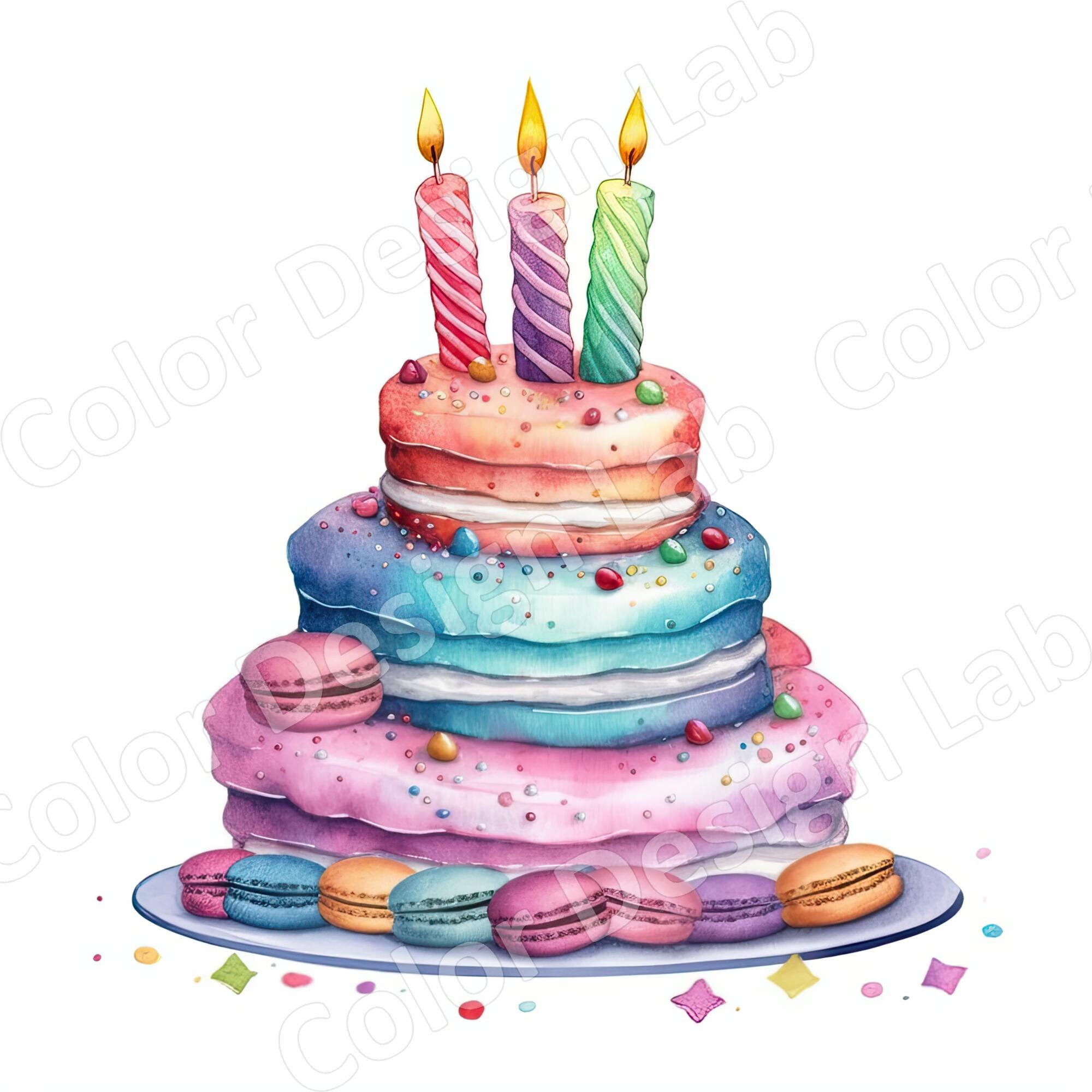 Colorful Birthday Cake Clipart Set 8 High Resolution PNG - Etsy
