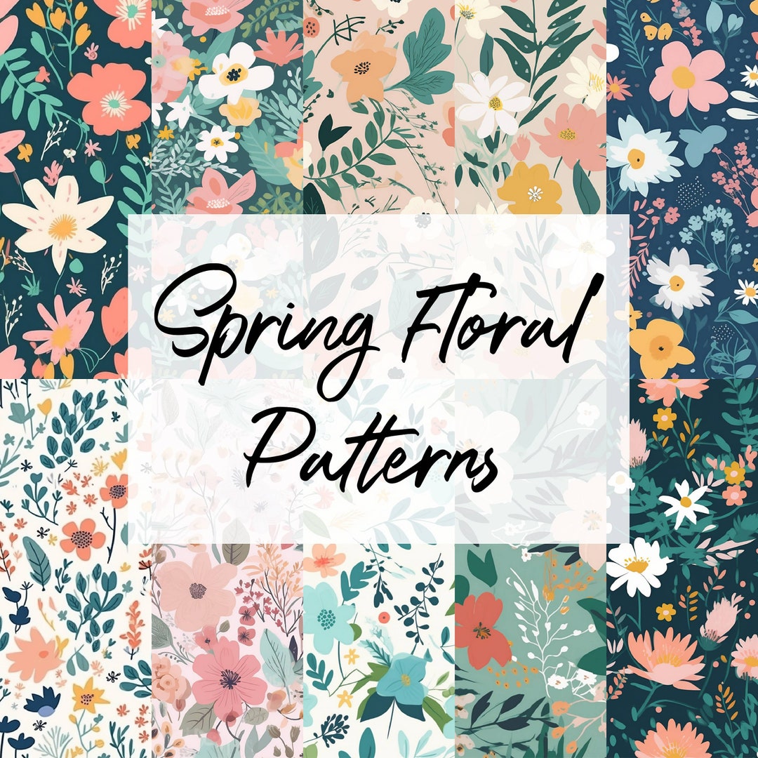 Sprint Floral - 15 Seamless Patterns (PNG Files) High Quality Res 300 ...