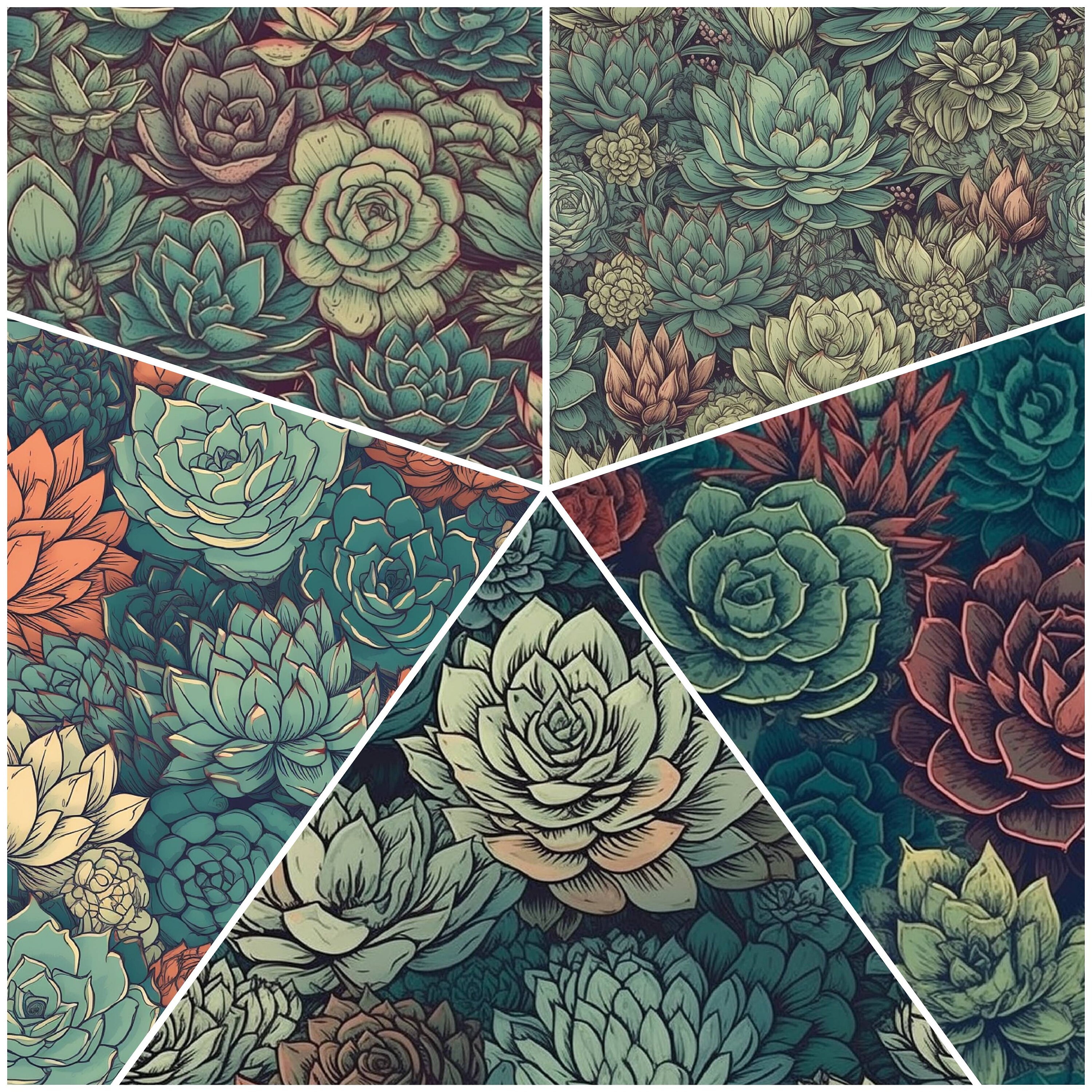 Succulents - 15 Seamless Patterns (PNG Files) High Quality Resolution ...