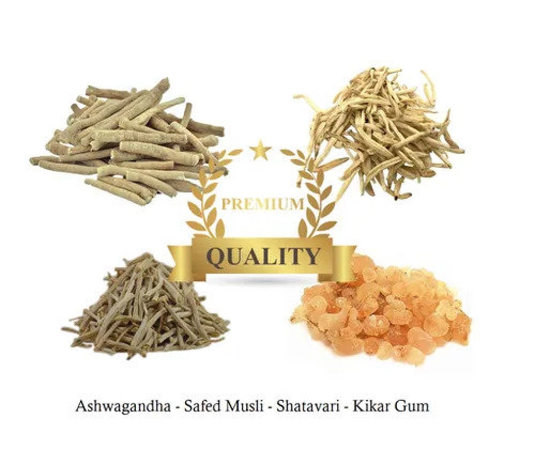 Organic Whole Safed Musli, Ashwagandha ,shatavari ,kikar Gum pack of 4 ...