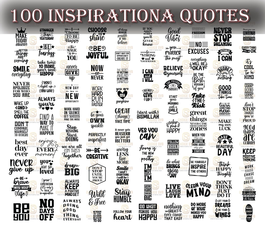 100 Inspirational Quotes Svg Positive Vibes Bundle Svg - Etsy