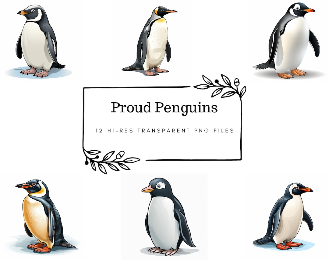 Proud Penguins Clipart, 12 High Quality Transparent PNG, Nursery Art ...