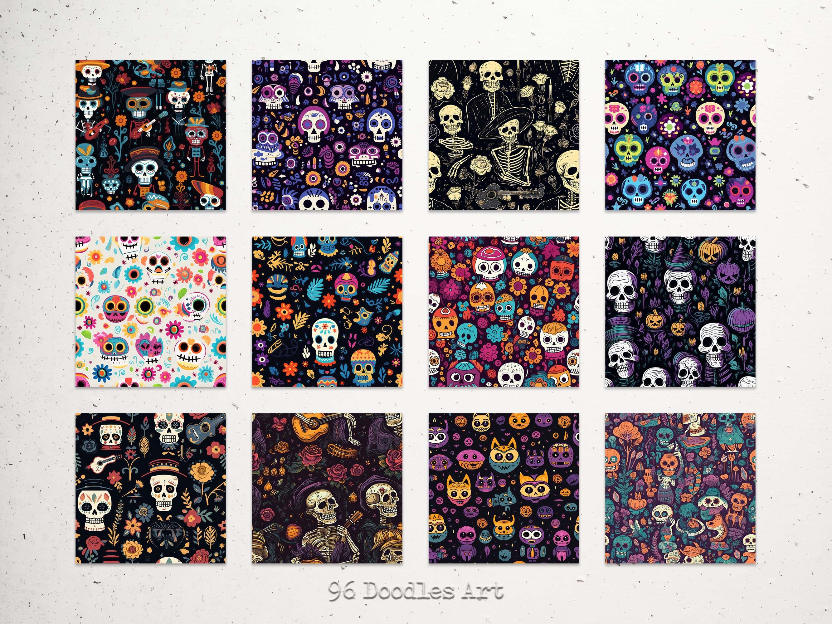 Day of the Dead Digital Paper - Seamless Repeat Pattern, Beautiful ...