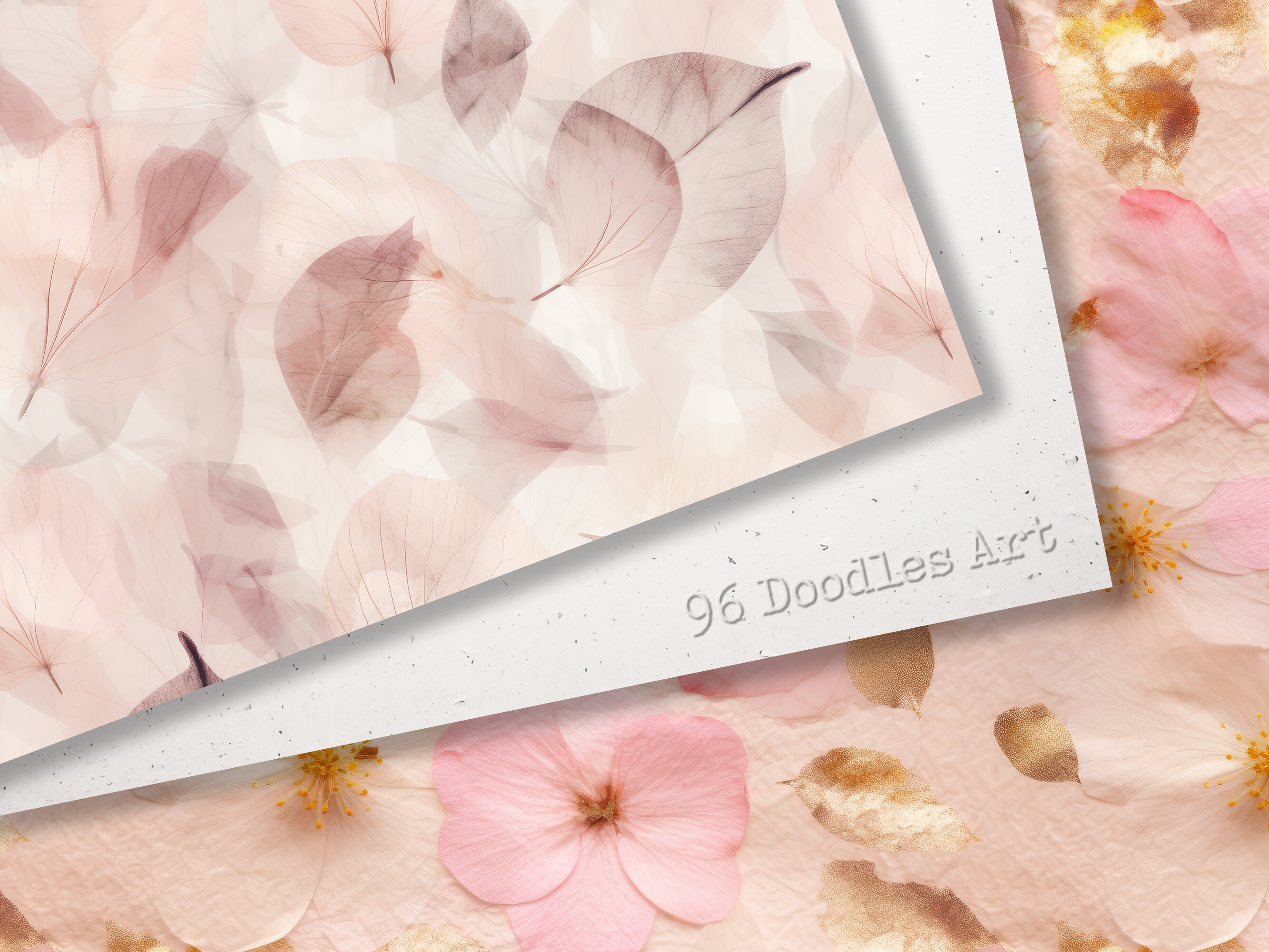 Pink Pressed Flowers Digital Paper - Seamless Repeat Pattern, Beautiful ...