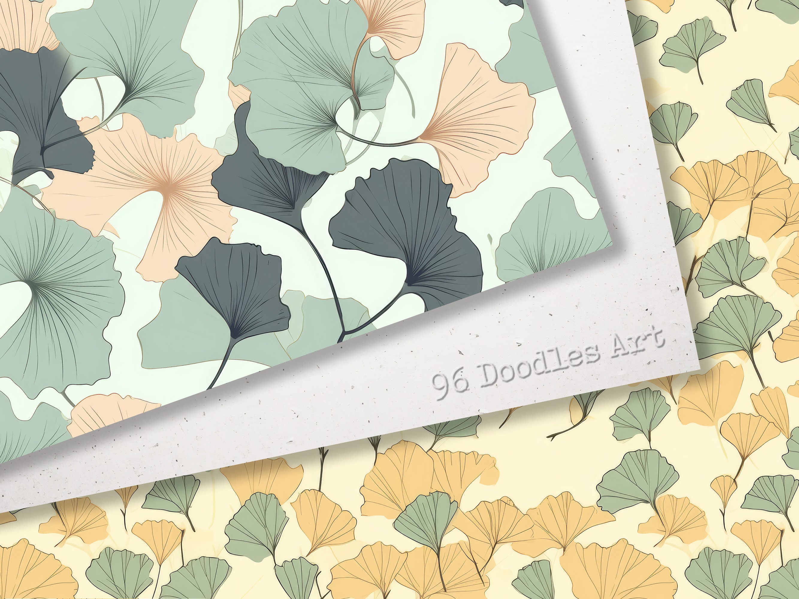 Gingko Leaves Digital Paper - Seamless Repeat Pattern, Beautiful ...