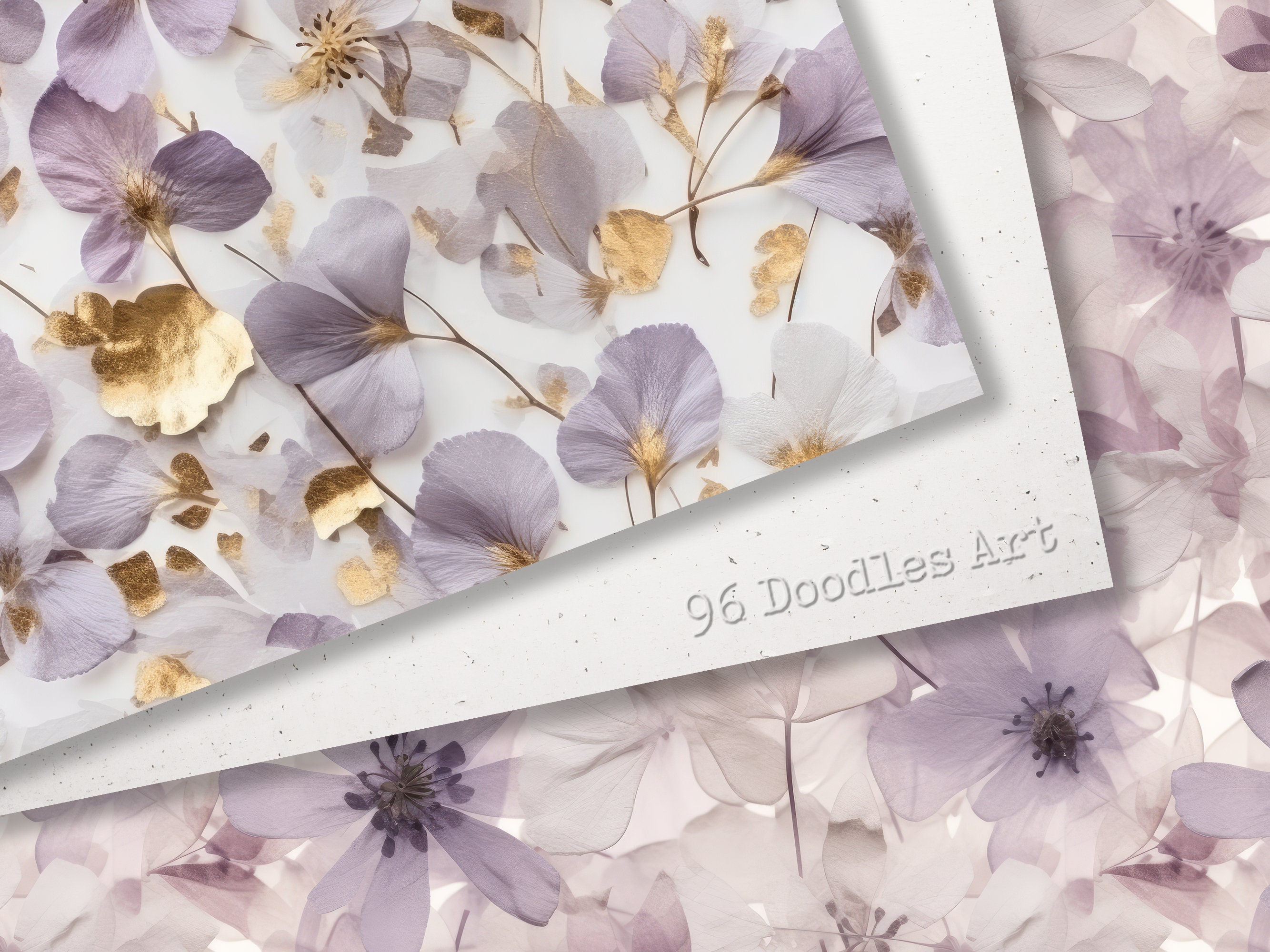Purple Pressed Flowers Digital Paper - Seamless Repeat Pattern ...