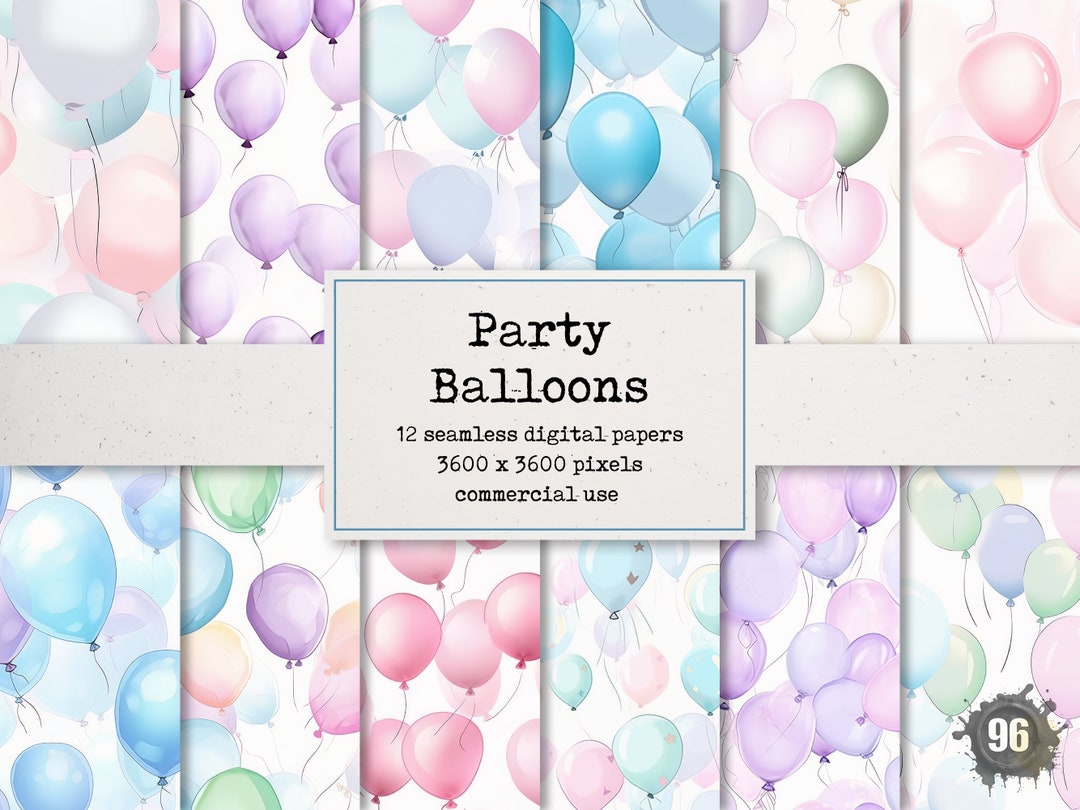Party Balloons Digital Paper - Seamless Repeat Pattern, Beautiful ...