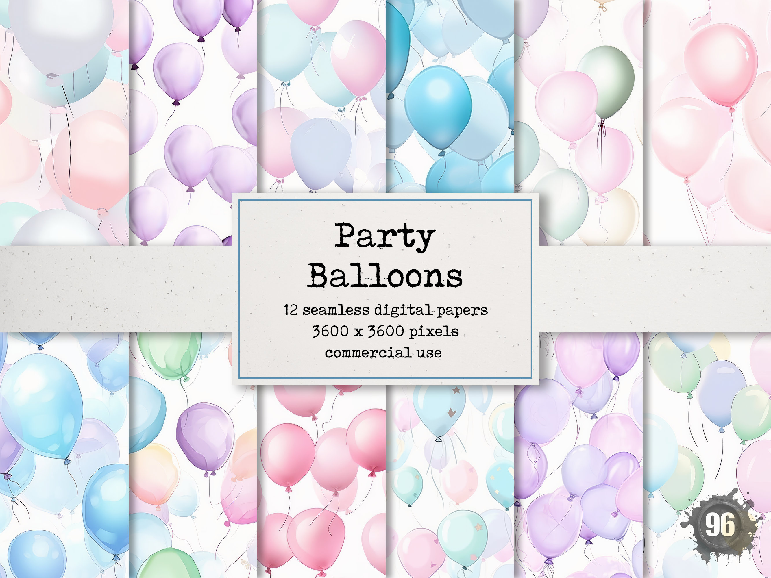 Party Balloons Digital Paper - Seamless Repeat Pattern, Beautiful ...