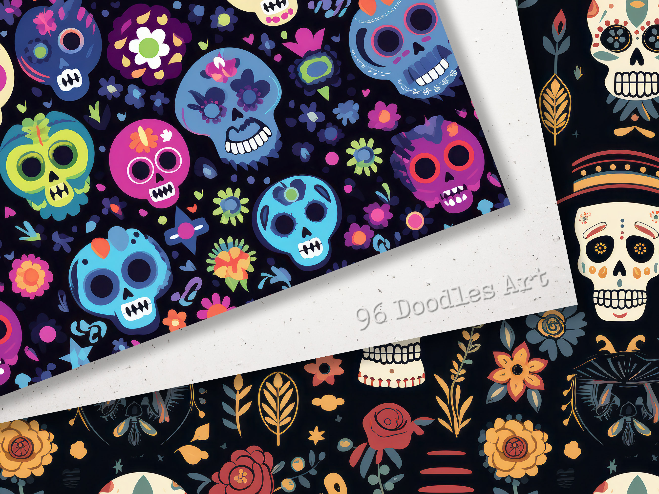 Day of the Dead Digital Paper - Seamless Repeat Pattern, Beautiful ...