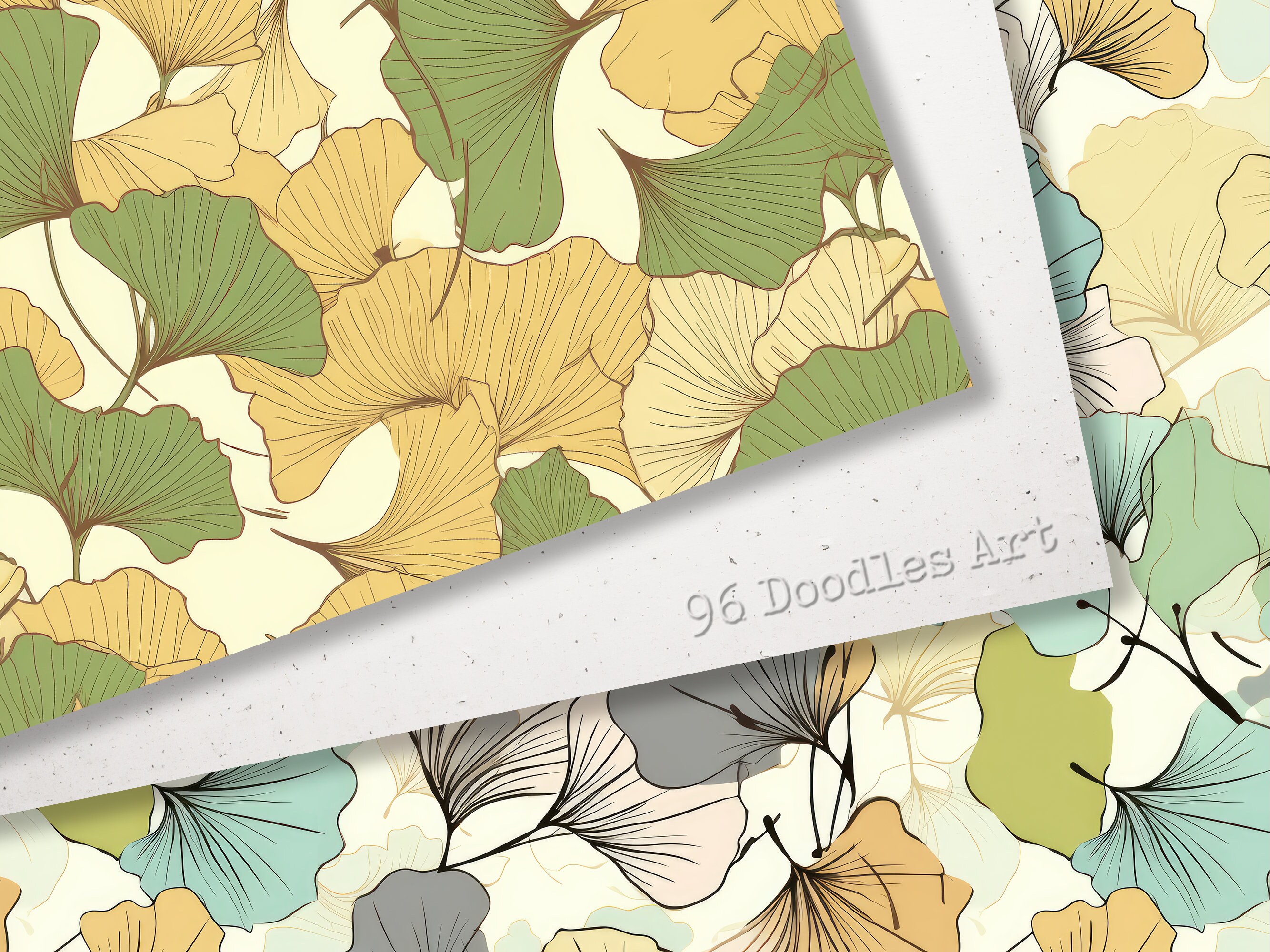 Gingko Leaves Digital Paper - Seamless Repeat Pattern, Beautiful ...