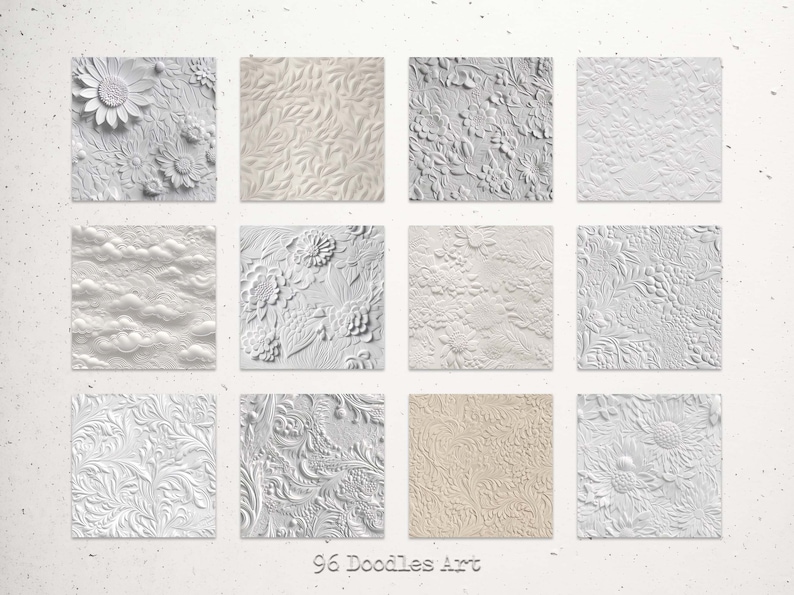 Embossed Florals Digital Paper - Seamless Repeat Pattern, Beautiful ...