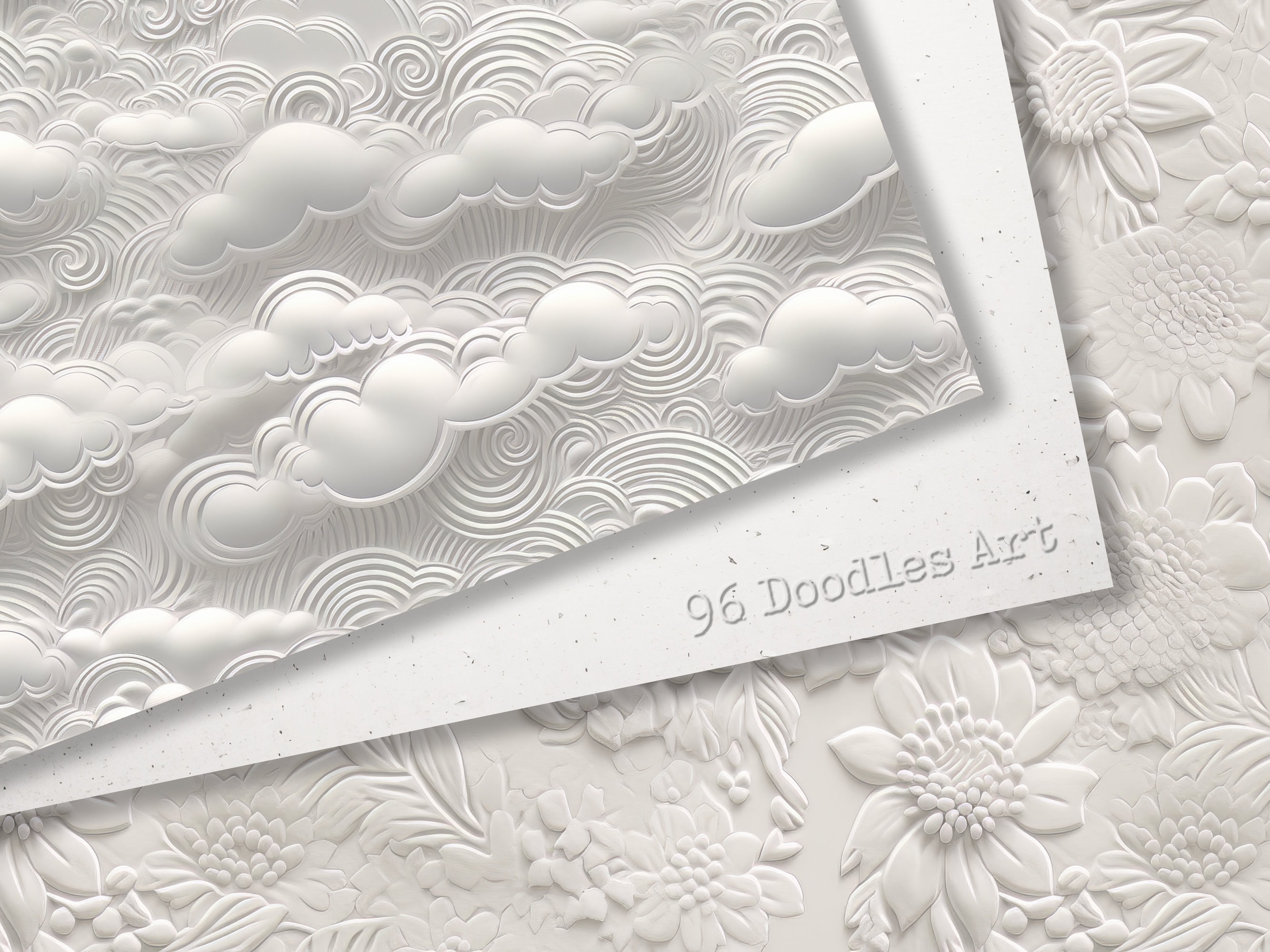 Embossed Florals Digital Paper - Seamless Repeat Pattern, Beautiful ...