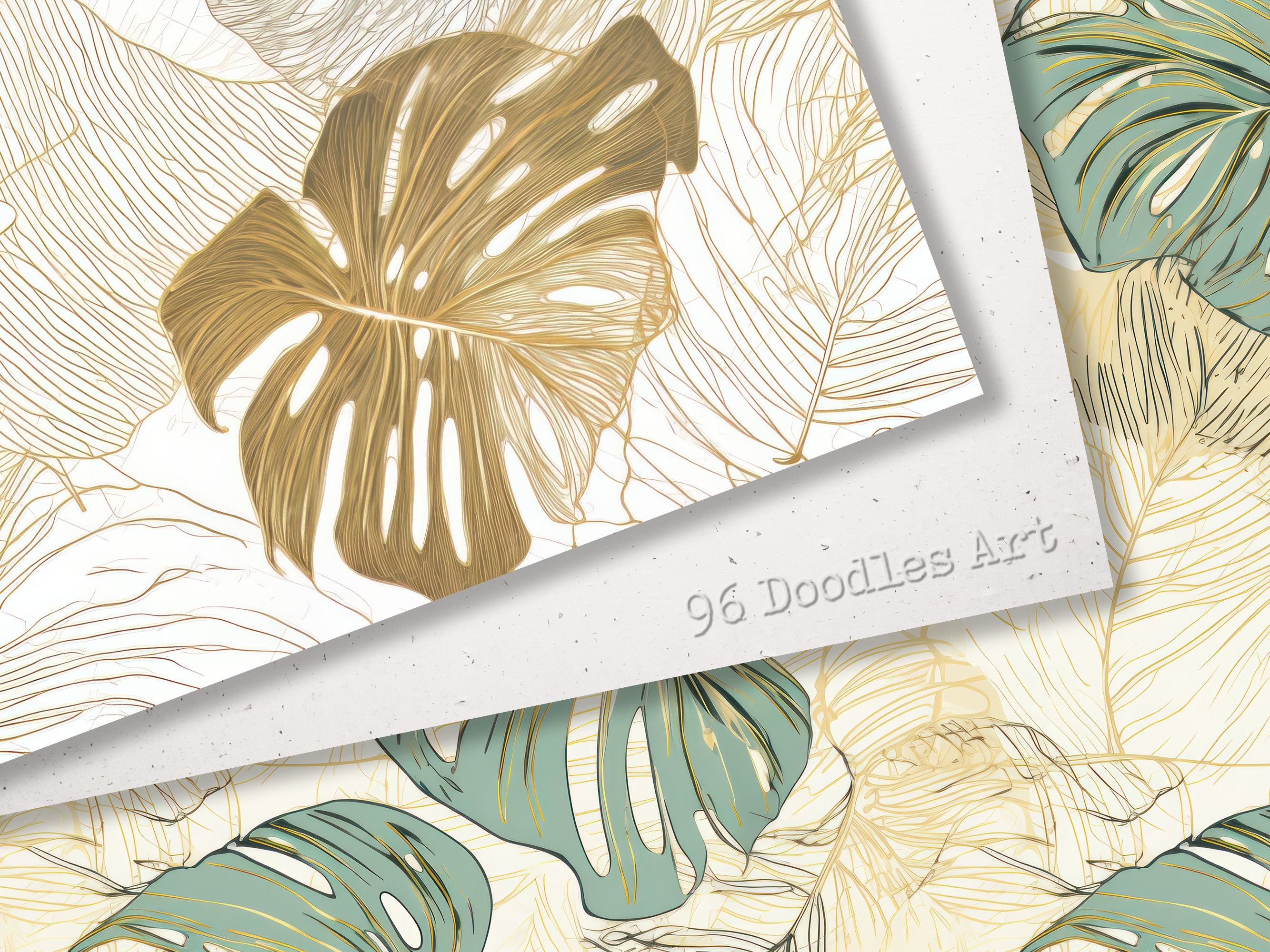 Monstera Leaf Digital Paper - Seamless Repeat Pattern, Beautiful ...
