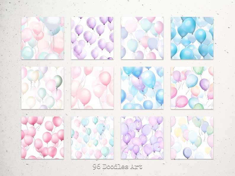Party Balloons Digital Paper - Seamless Repeat Pattern, Beautiful ...