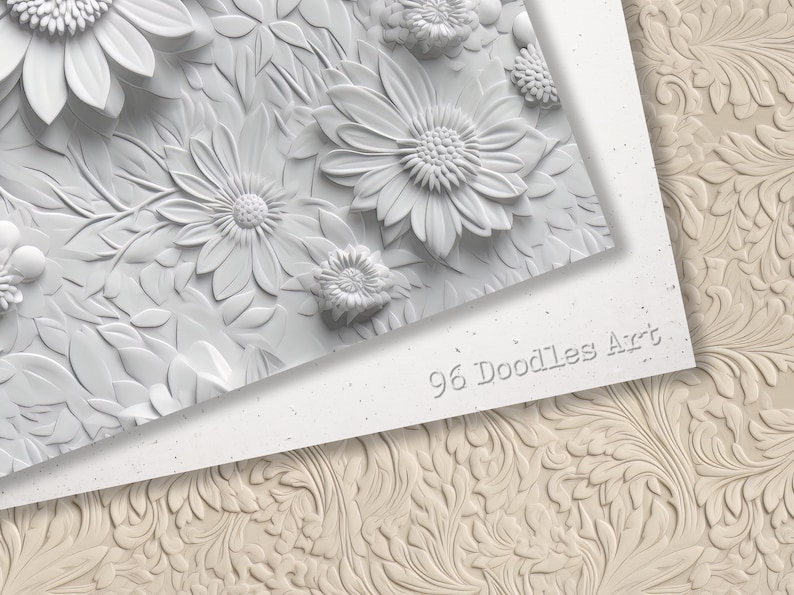 Embossed Florals Digital Paper - Seamless Repeat Pattern, Beautiful ...