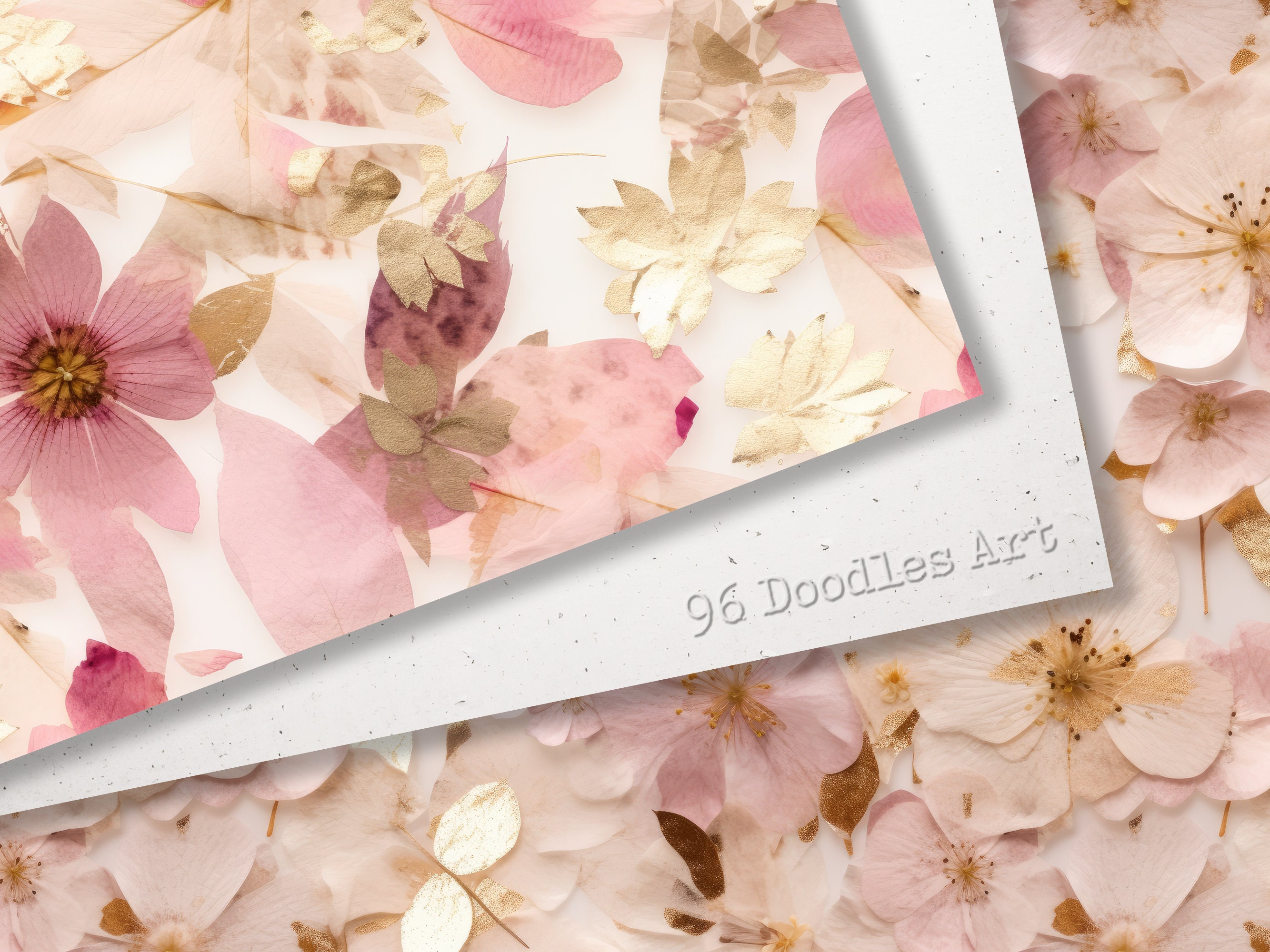 Pink Pressed Flowers Digital Paper - Seamless Repeat Pattern, Beautiful ...