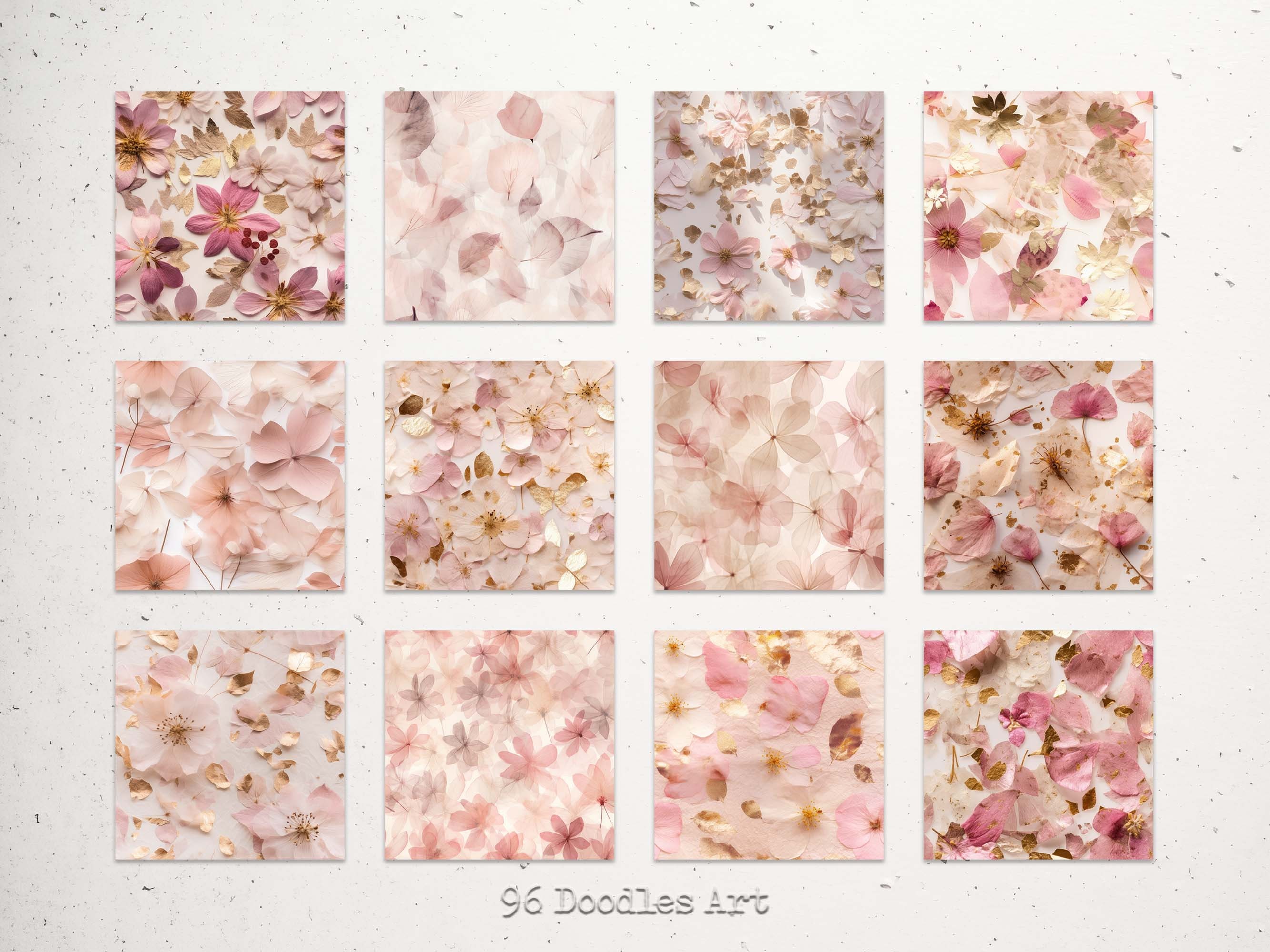 Pink Pressed Flowers Digital Paper - Seamless Repeat Pattern, Beautiful ...