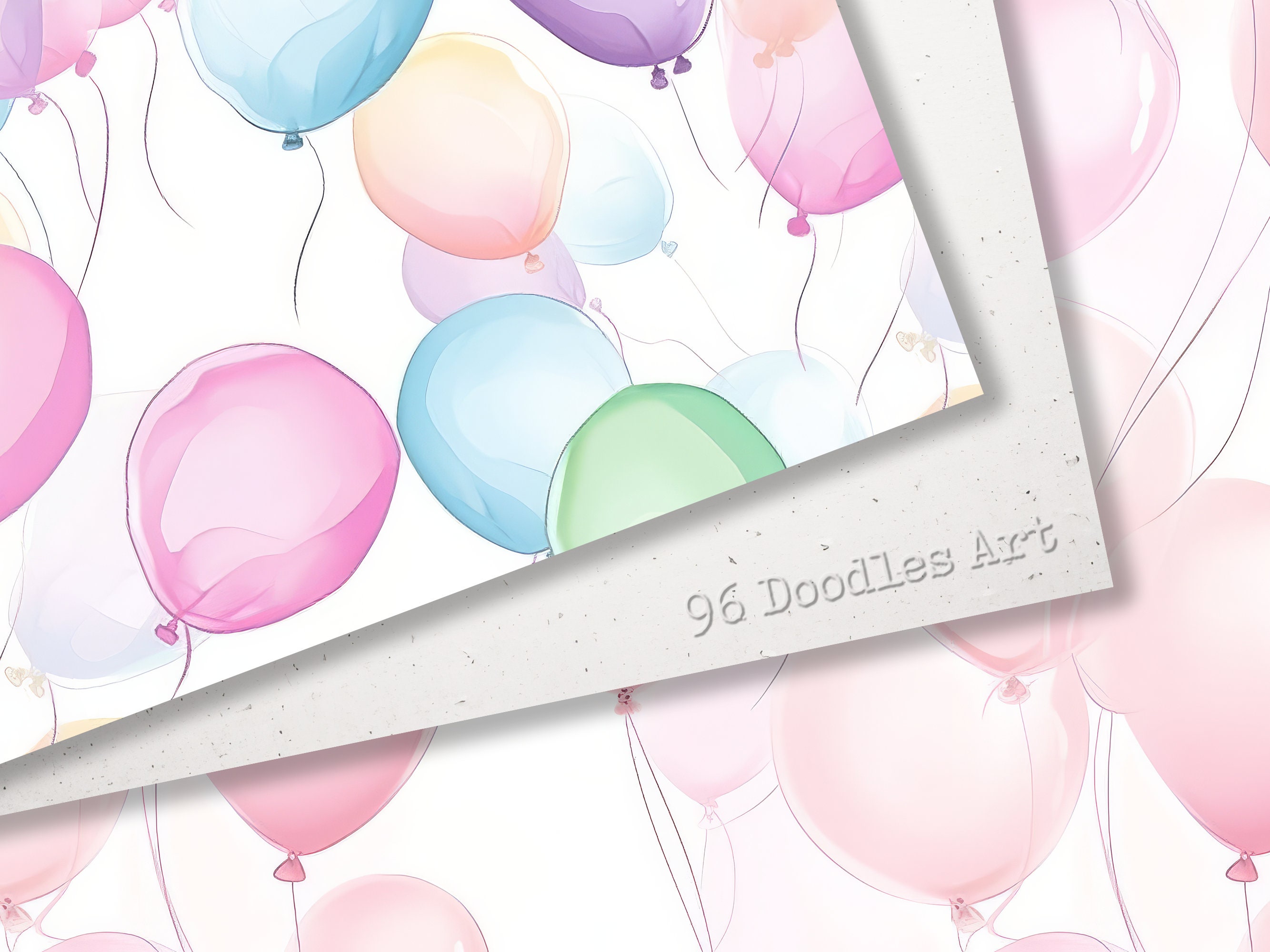Party Balloons Digital Paper - Seamless Repeat Pattern, Beautiful ...