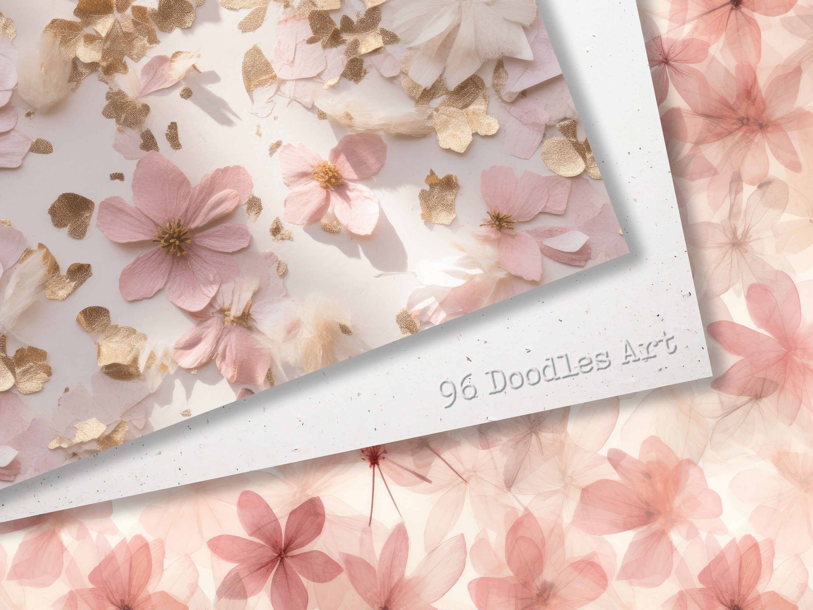 Pink Pressed Flowers Digital Paper - Seamless Repeat Pattern, Beautiful ...