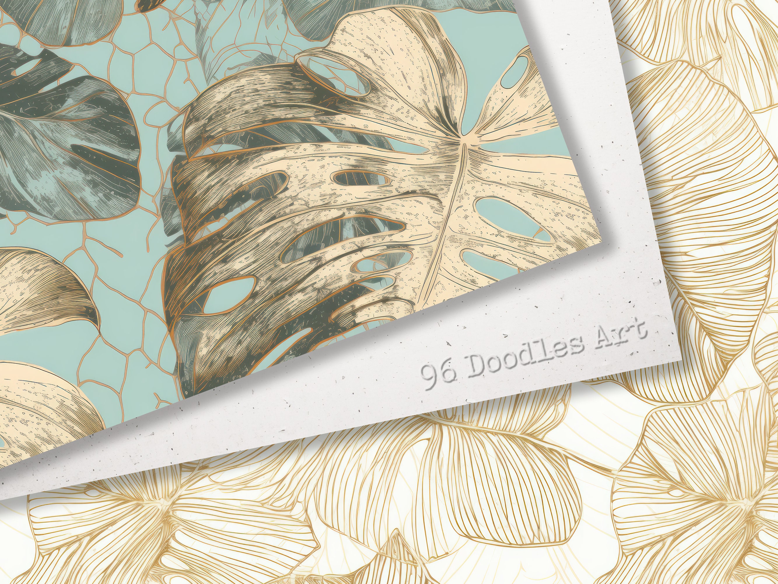 Monstera Leaf Digital Paper - Seamless Repeat Pattern, Beautiful ...