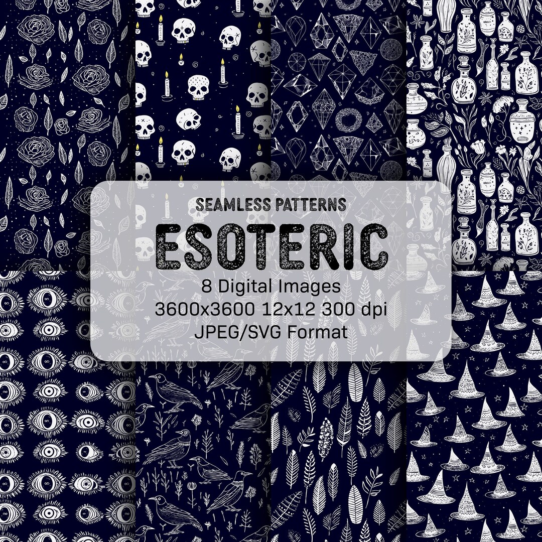 Esoteric Themed Digital Paper - Seamless Dark Enigmatic Patterns - Etsy