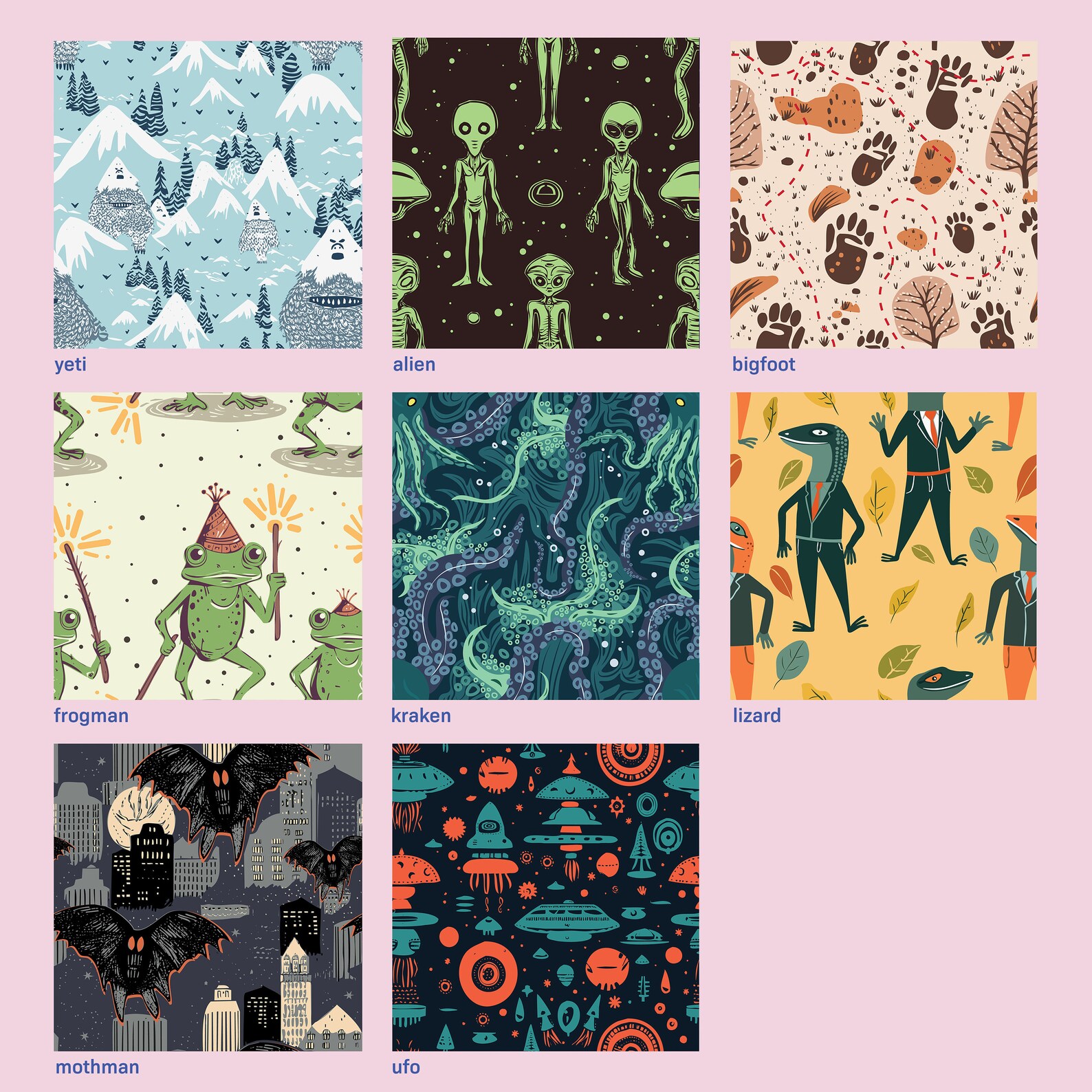 Cryptid Themed Digital Paper Seamless Mysterious Monster Patterns - Etsy