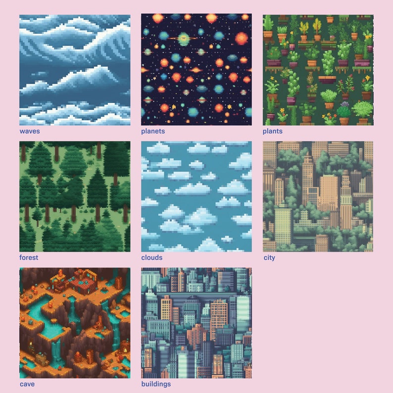 Pixel Art Themed Digital Paper - Seamless Colorful, Printable Patterns ...