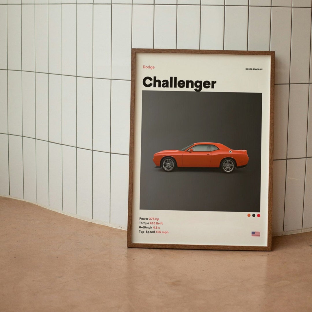 Dodge Challenger Minimalist Mid-century Poster - Etsy