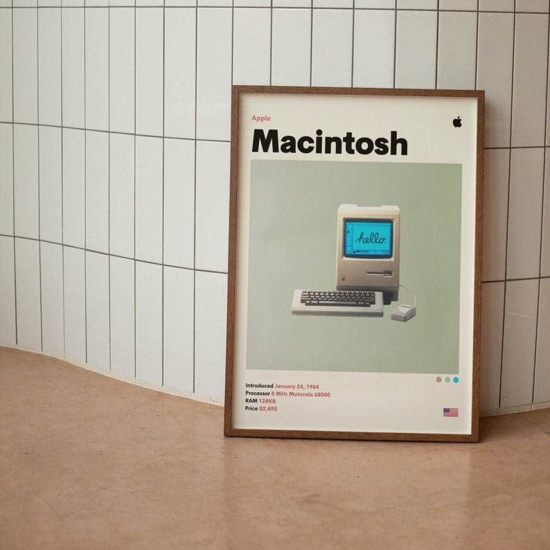 Apple Original Macintosh Computer Minimalist Mid-century Poster - Etsy