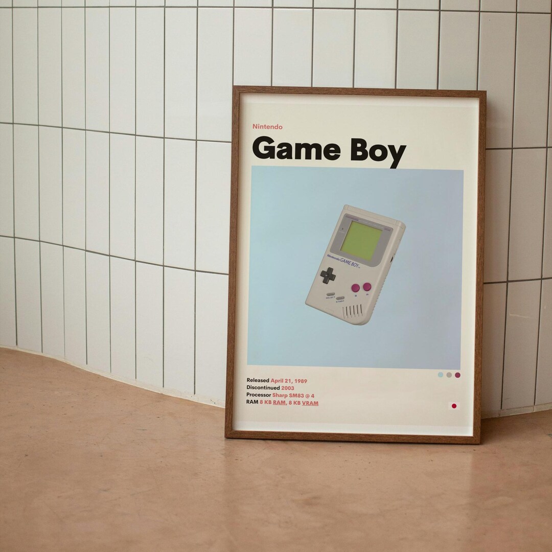 Nintendo Game Boy Original Vintage Gaming Minimalist Mid-century Poster ...