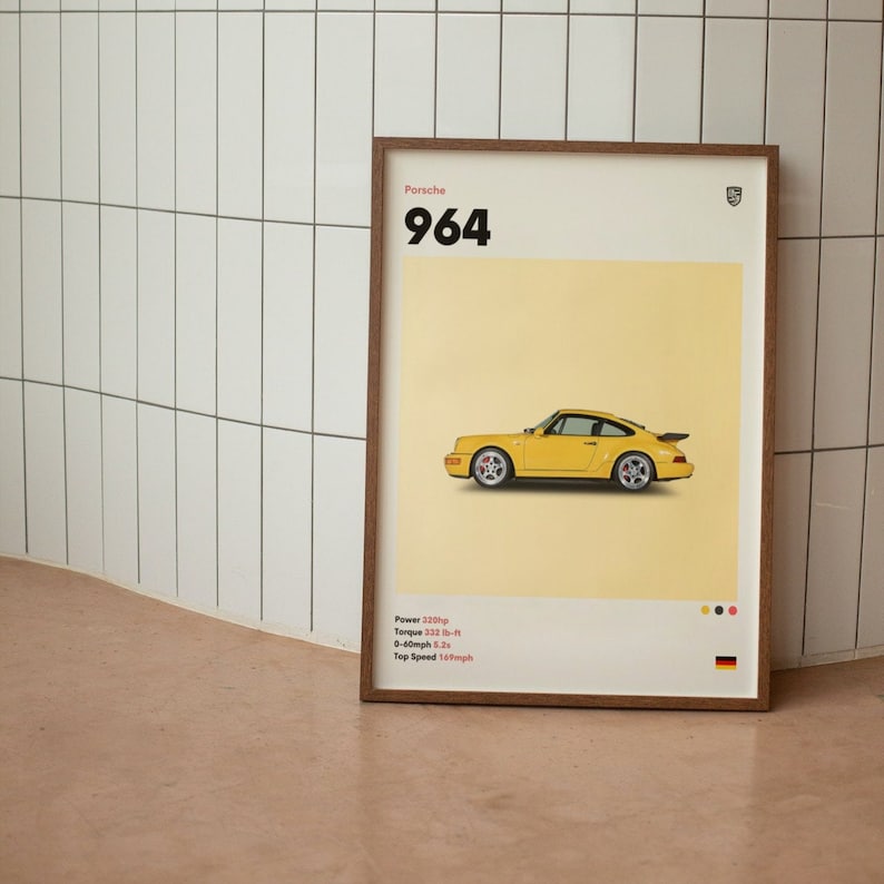 Porsche 964 911 Minimalist Mid-century Poster - Etsy