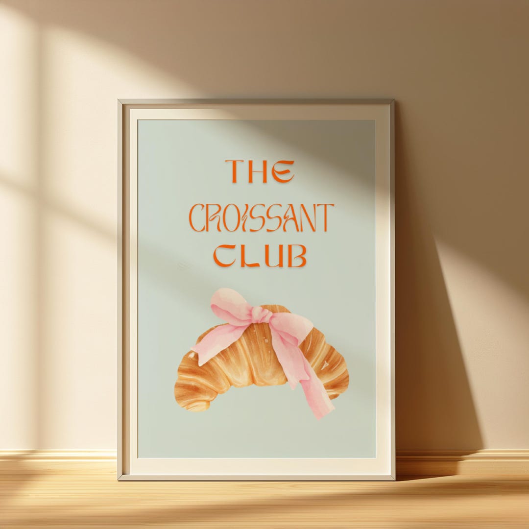 Croissant Lover Club Art Print French Cafe Croissant Print Bistro ...
