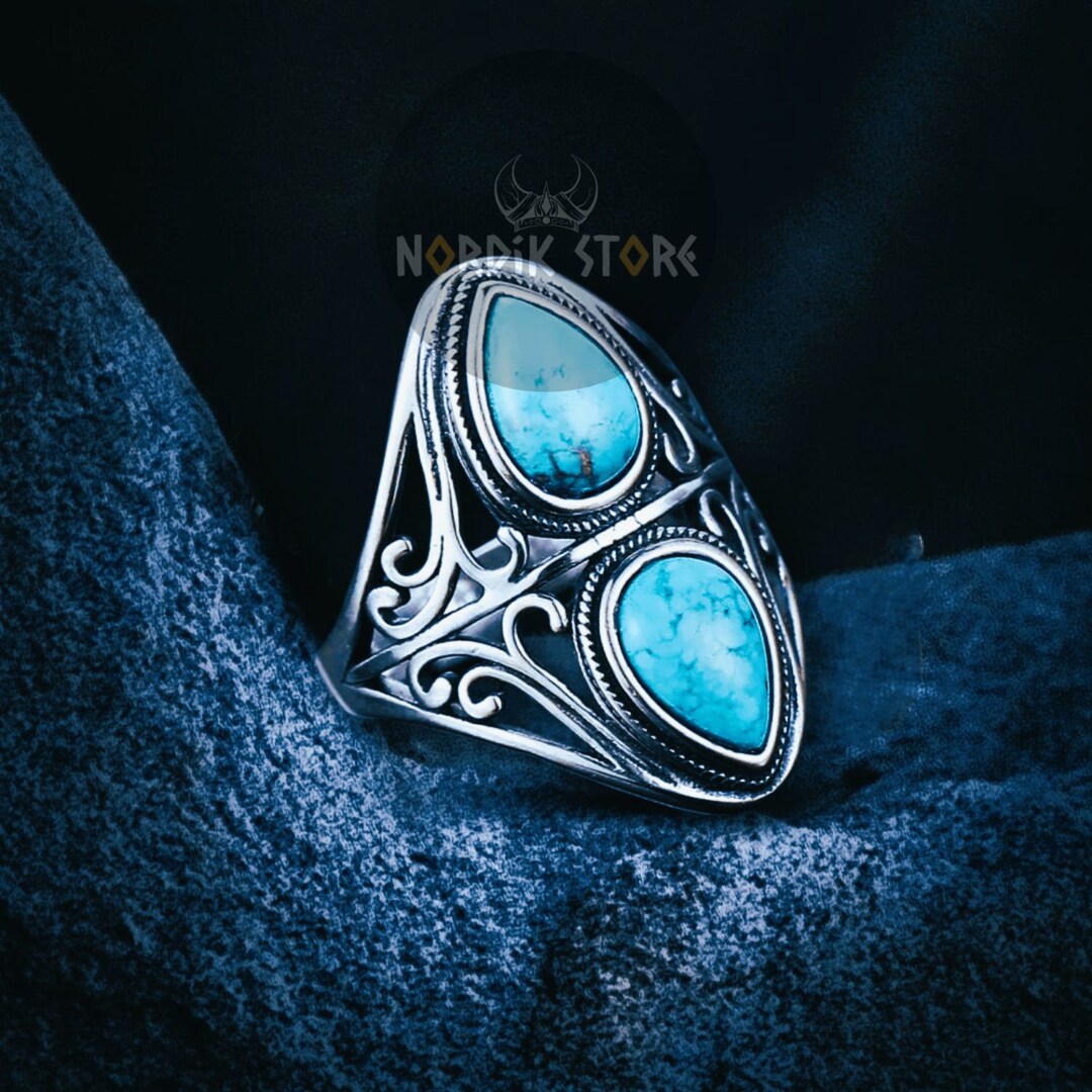 VIKING Skadi RING in Natural Amethyst Stone nordic Ring gothic Ring ...