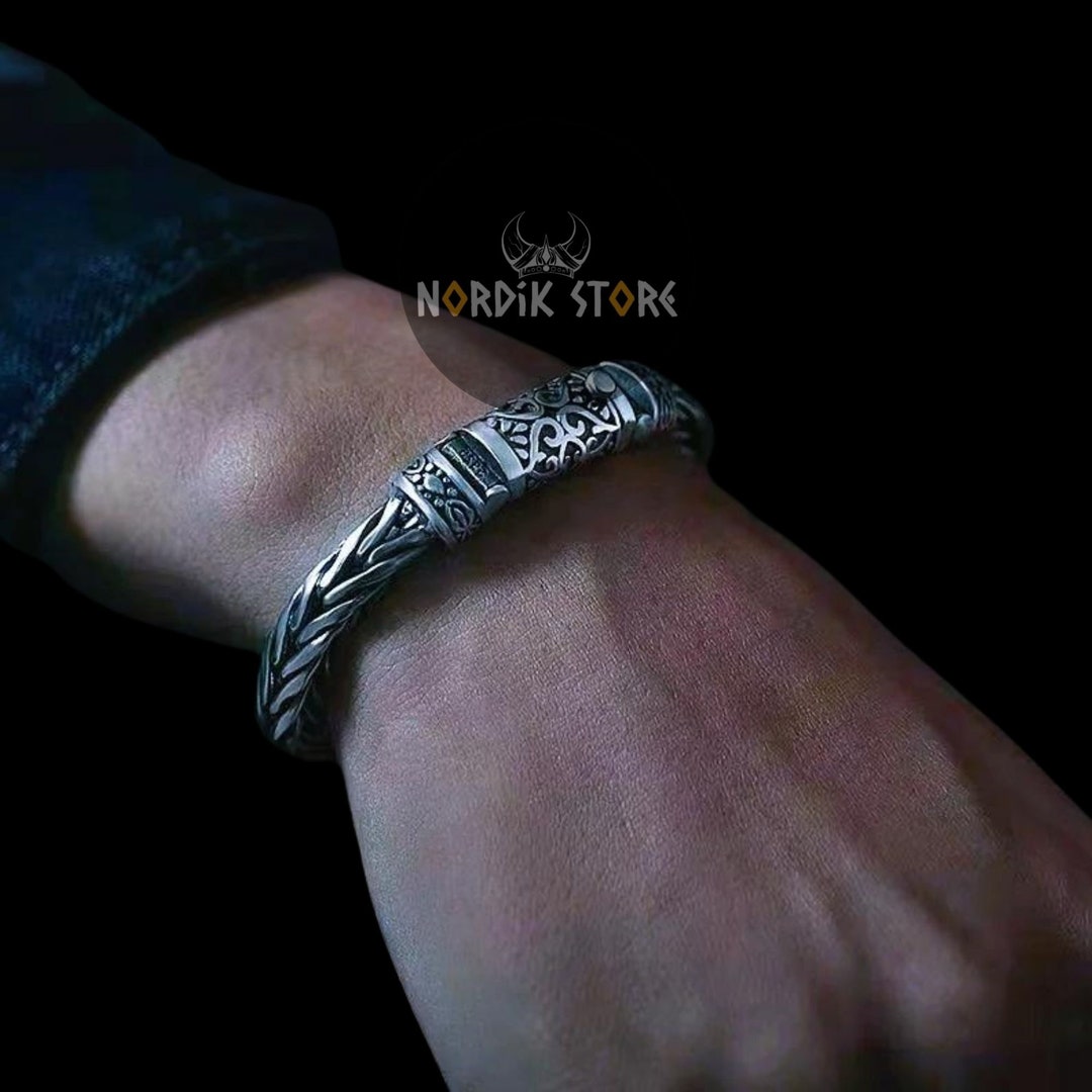 VIKING Ragnar Braided 925 Sterling Silver Men's Bracelet nordic ...