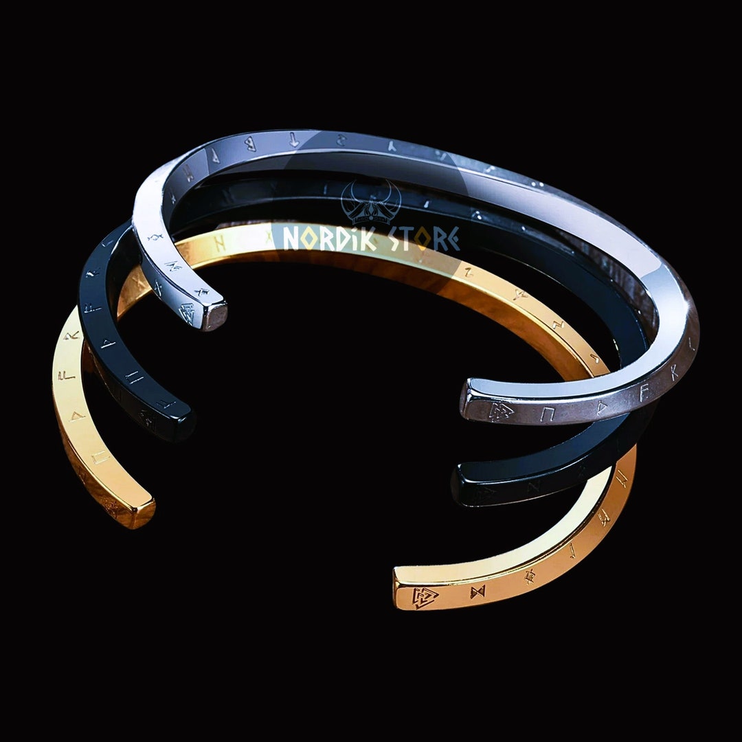 VIKING BRACELET Solveig and Runes Stainless Steel Silver, Gold, Black ...