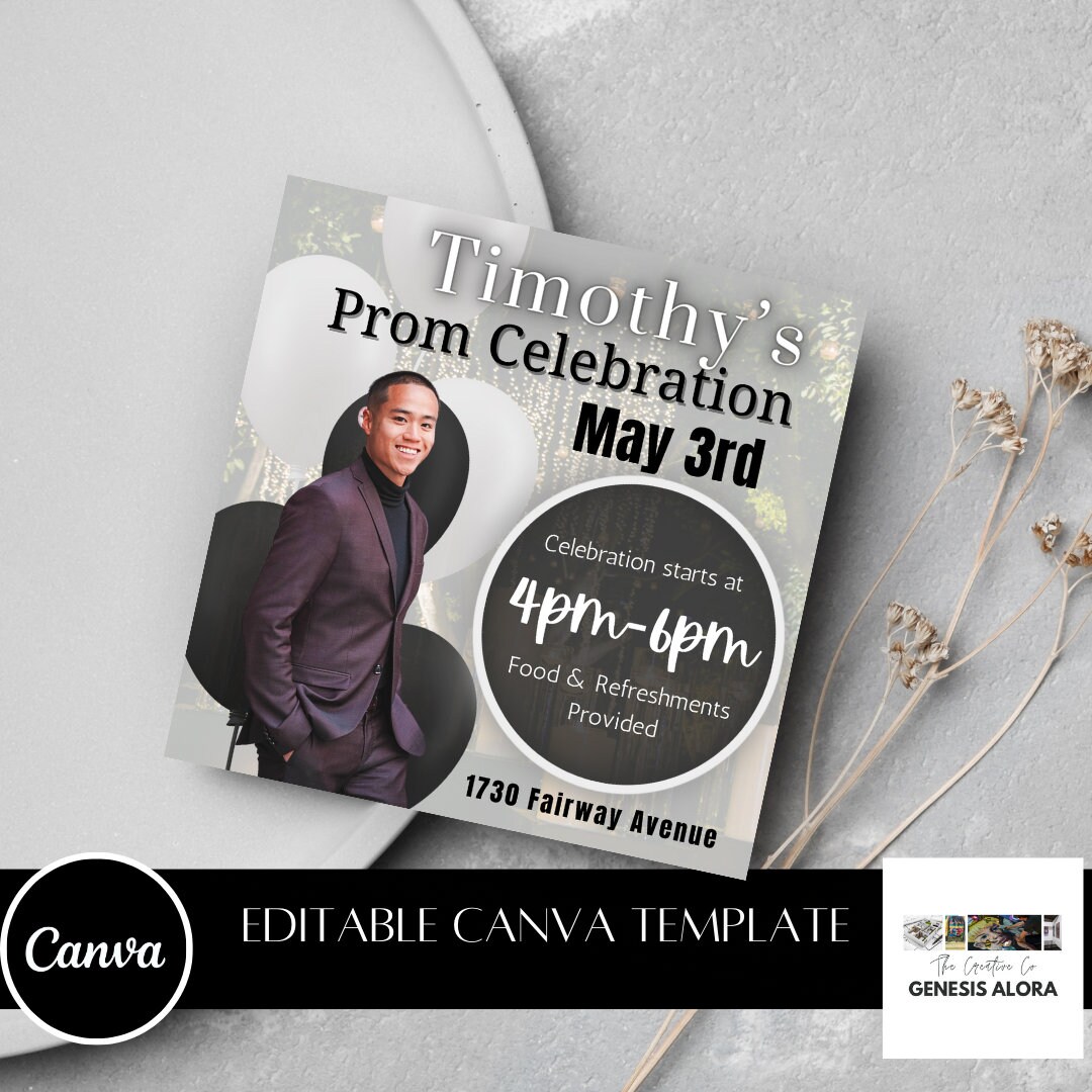 Editable Canva Prom Invite Template for Guys - Etsy