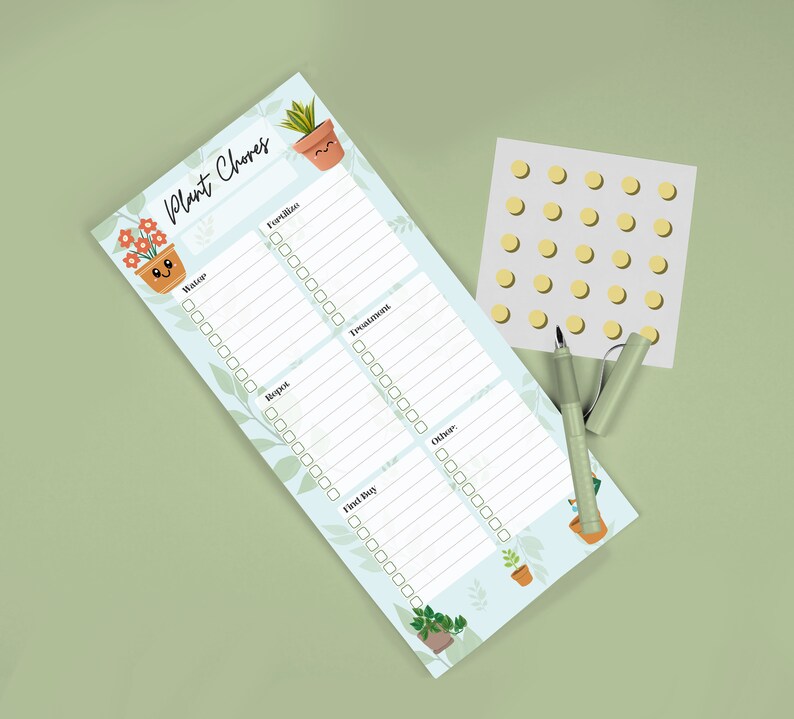 House Plants Chores Chart, Indoor Plants Magnetic Notepad, to Do List ...